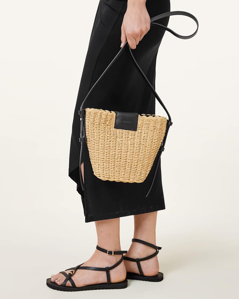 Ebro Woven Straw Cross Body Bag Natural | ALLSAINTS Canada